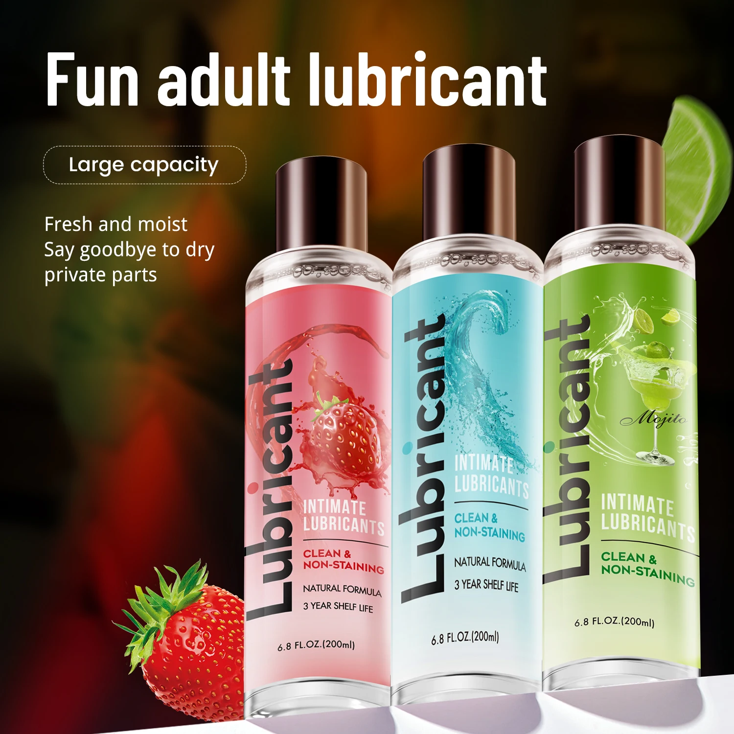 strawberry-mojito-coconut-banana-water-soluble-Lubricant-long-lasting-moisturizing-Adult-Couples ...