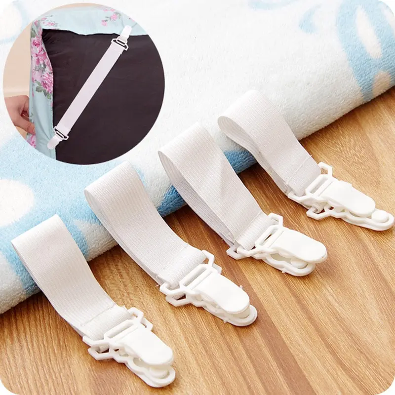4pcs/Set Elastic Adjustable Band Retaining Clip 4x20cm Bed Sheet ...