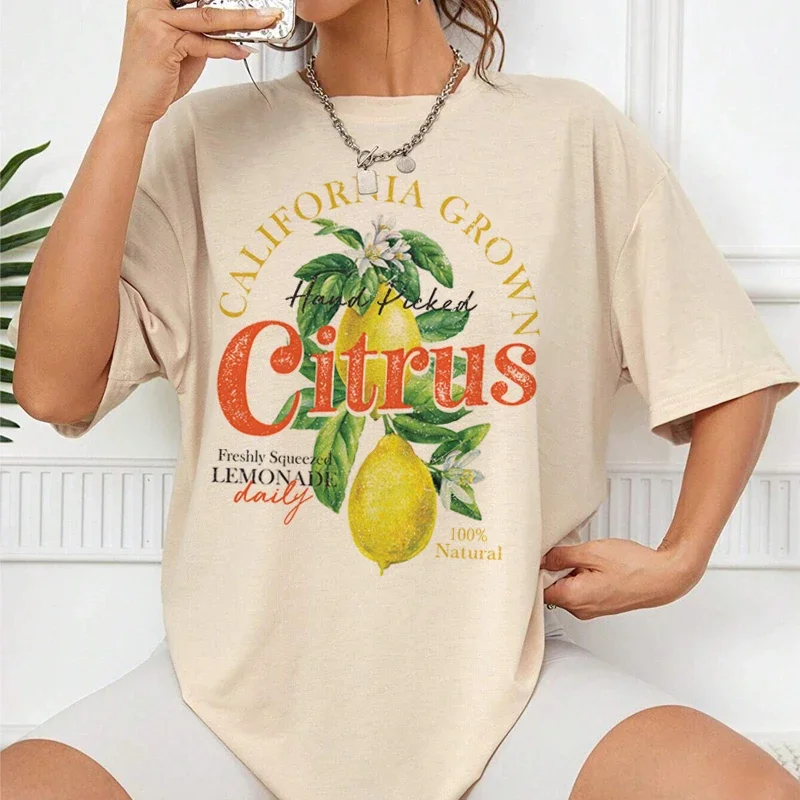Women-Retro-Aesthetic-Citrus-T-Shirts-Cute-Lemon-Fruit-T-Shirt-Short ...