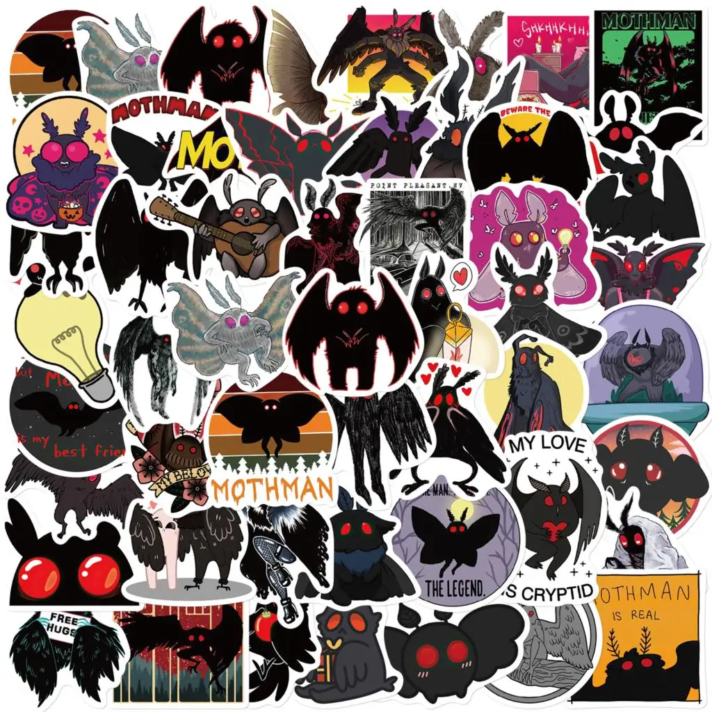 50PCS-Cute-Cartoon-Mothman-Stickers-Graffiti-Stickers-DIY-Luggage ...