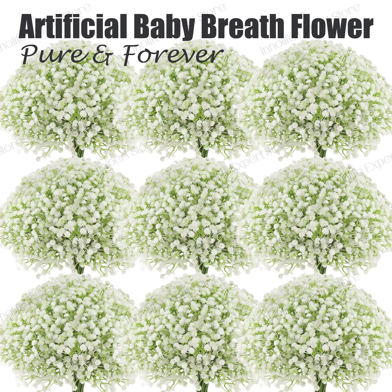 12-120Pcs Baby Breath Artificial Flowers 52cm Real Touch Gypsophila ...