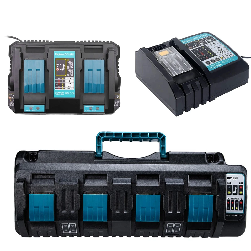 Dc18sf 4-port Fast Optimized Charger For Makita 14.4v 18v Li-ion 3a Output Charger For Bl1830 ...