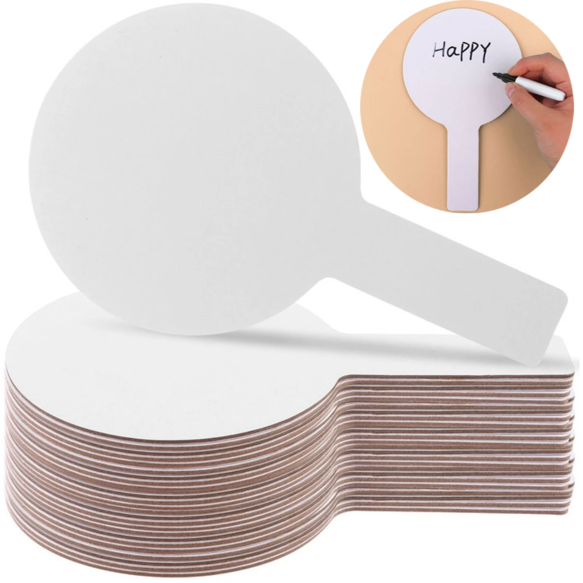 20Pcs-Dry-Erase-Answer-Paddles-Handheld-Double-Sided-Paddle-Mini-White ...