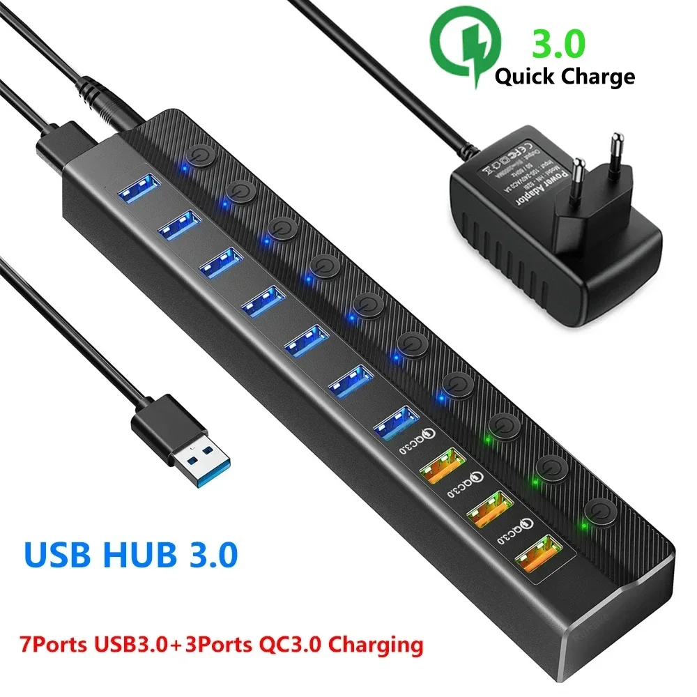 USB-3-0-Hub-Alimentado-De-Alta-Velocidade-Extens-o-Splitter-Adaptador ...
