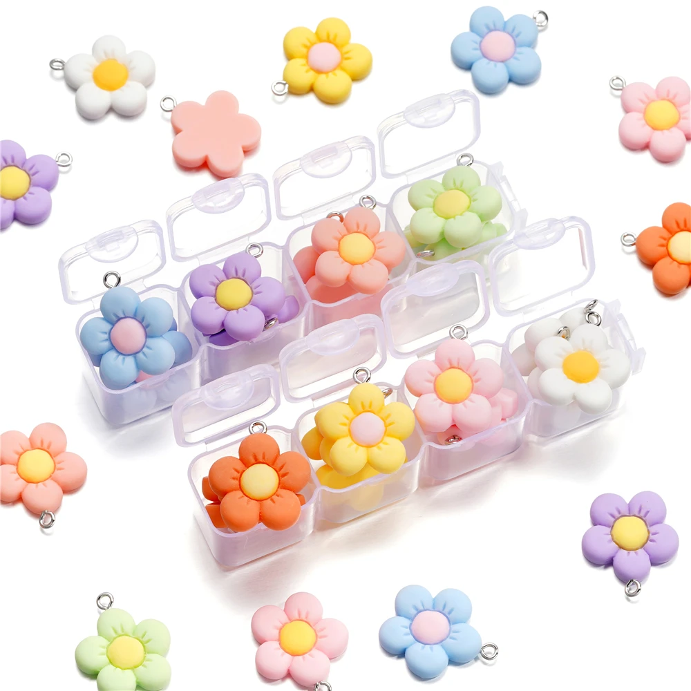 10Pcs-Lot-21-25mm-Colorful-Acrylic-Cute-Flower-Shape-Loose-Charm ...