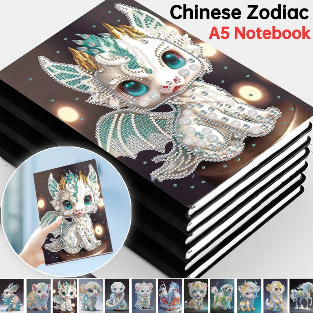 DIY-5D-Rhinestone-Notebook-Chinese-Zodiac-Rhinestone-Embroidery-Notepad ...