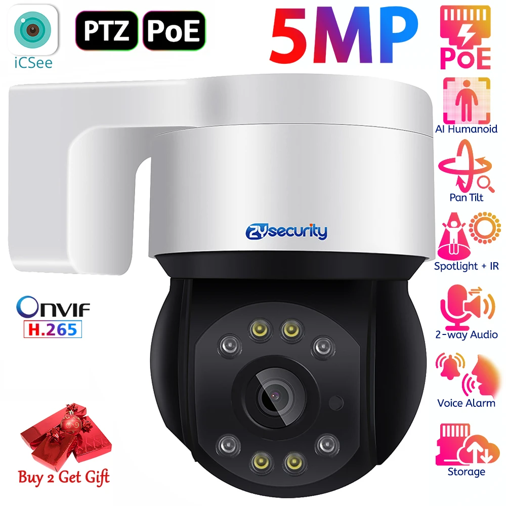 5MP PoE IP PTZ Kamera Outdoor Farbe Nacht Wifi Kamera Zwei wege Audio Speed Dome Kamera AI ...