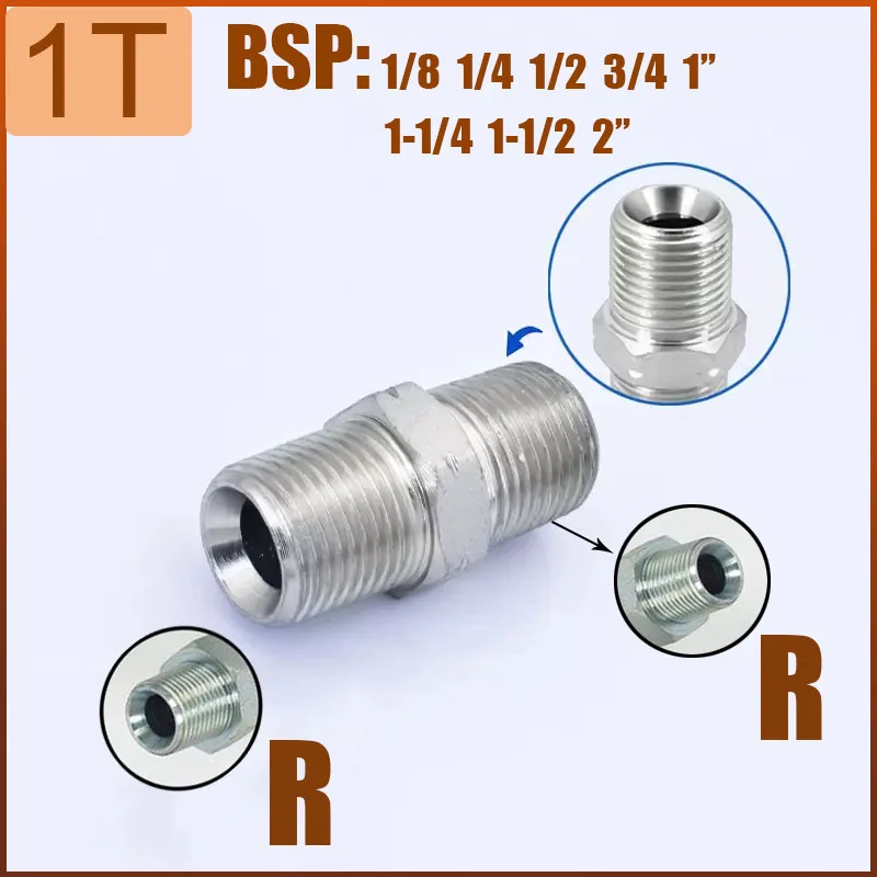Hydraulic C Type Connector Straight Through Male Thread BSP 1/8 1/4 3/8 ...