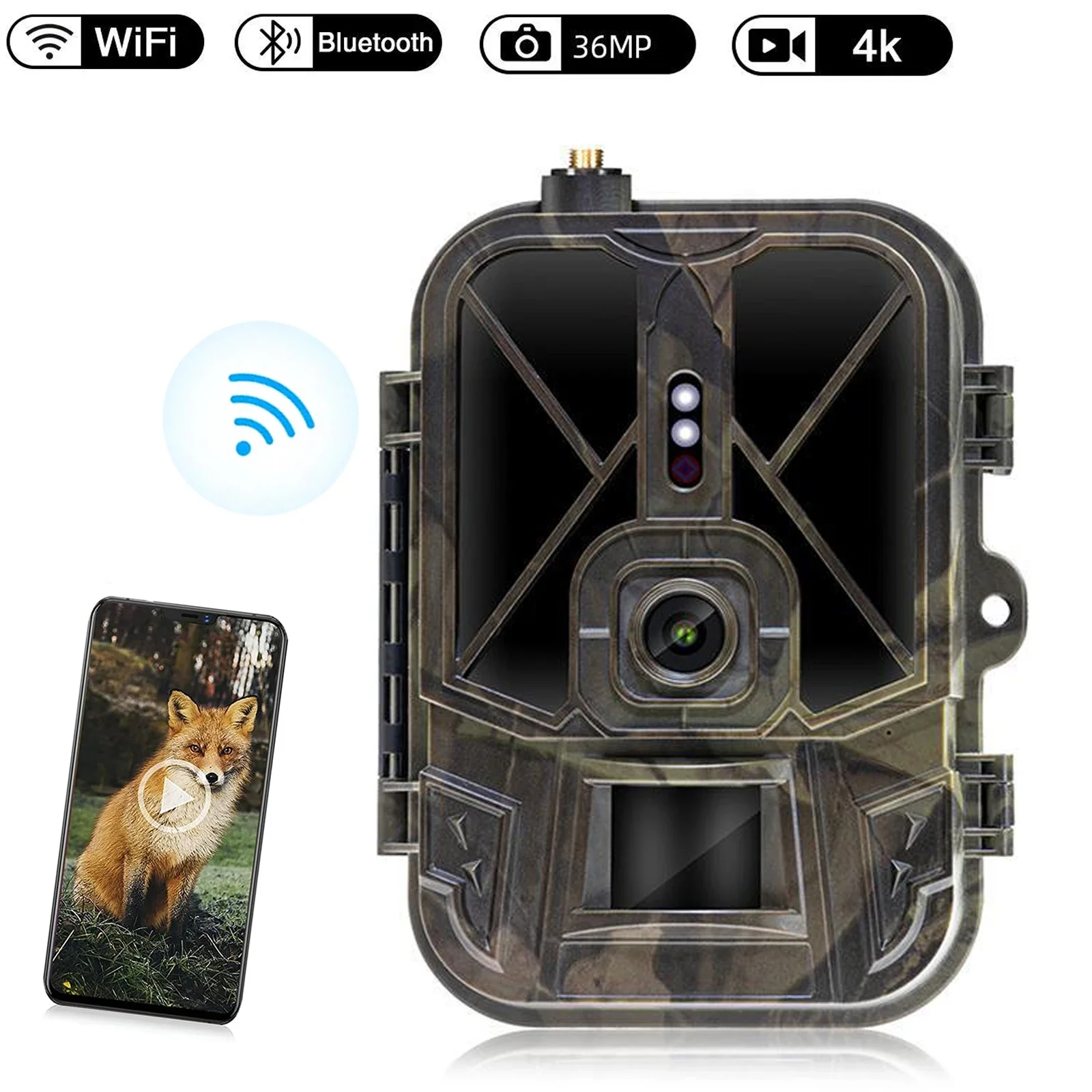 4K-36MP-Live-Stream-WiFi-Trail-Camera-APP-Bluetooth-Hunting-Cameras ...