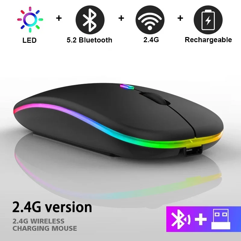 Wireless Mouse Rgb Rechargeable Bluetooth Mice Wireless Computer Mause ...
