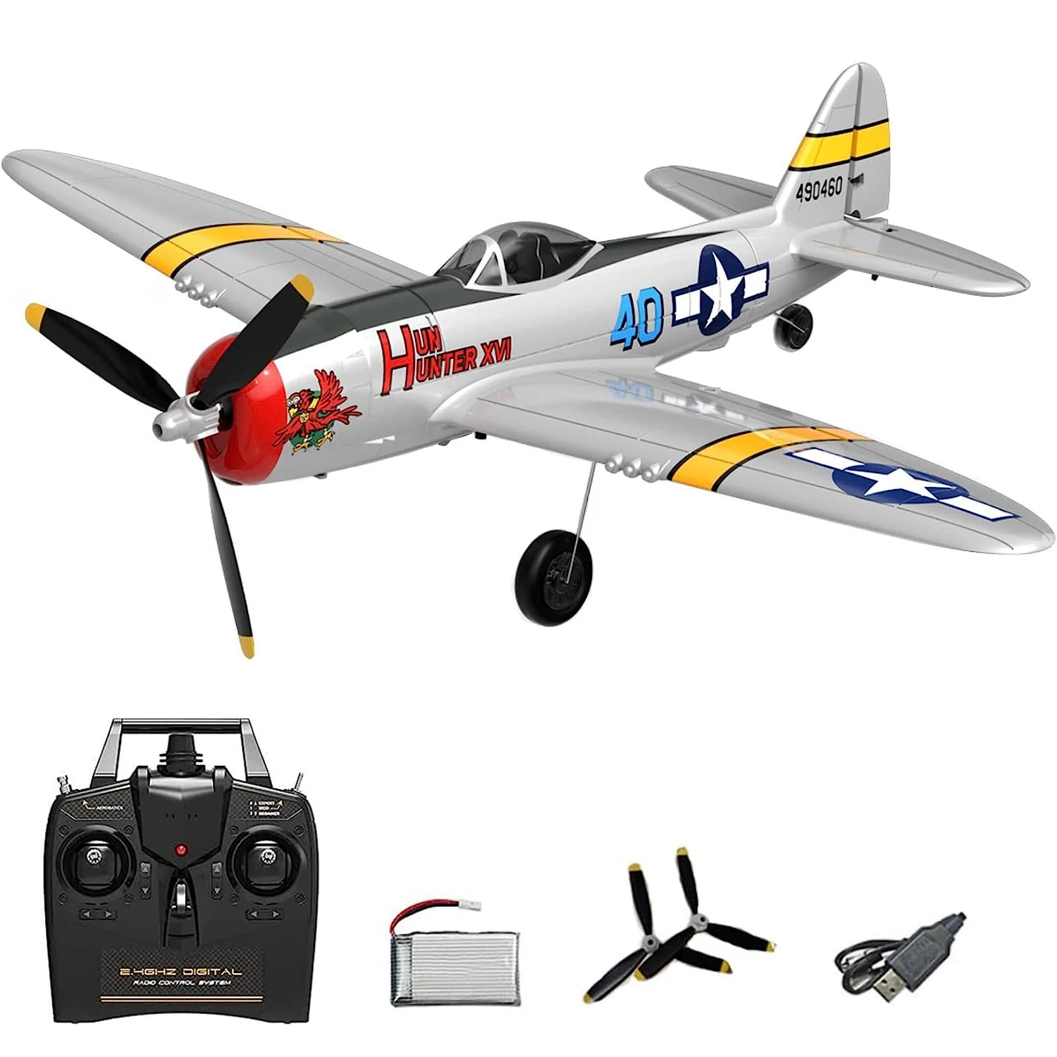 RC Airplane P47 RTF Aircraft One Key Aerobati RC Fighter, Lightning RC ...