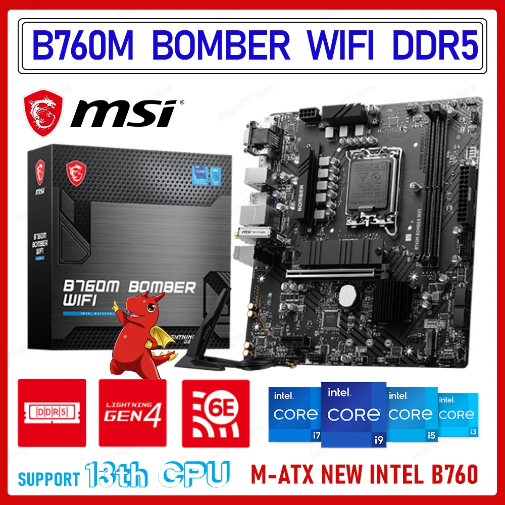 MSI B760M Bomber Wifi DDR5 Motherboard Socket LGA 1700 Intel B760 12th ...