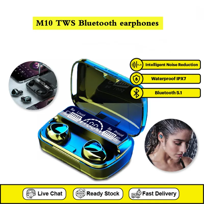 M10-TWS-Fone-Bluetooth-Headphones-with-Mic-Earbuds-3000Mah-Charger-Box ...