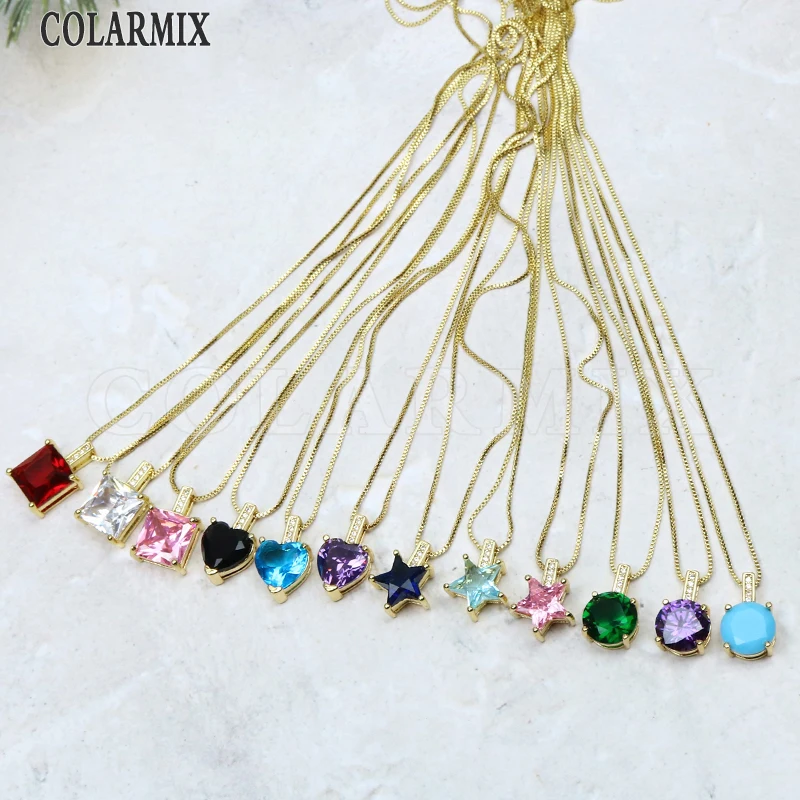 10-Pcs-Crystal-Charms-Jewelry-Necklace-Gold-Jewelry-Chain-Mix-color ...