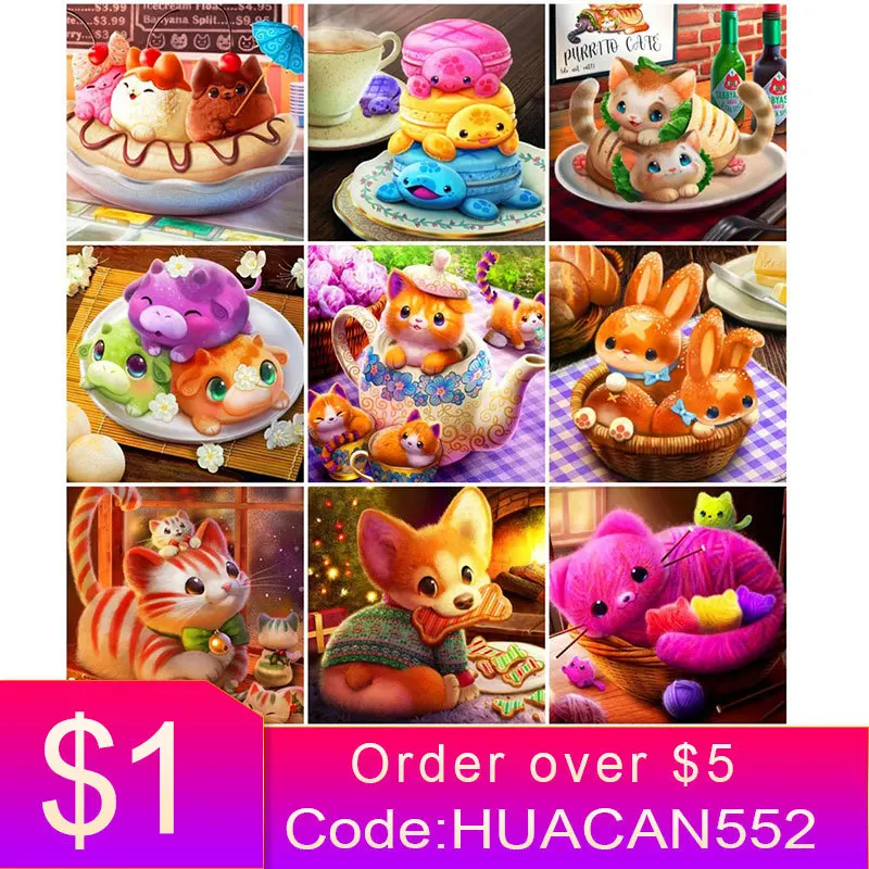 Painting Diamonds Kits | Rhinestones Paintings | Cartoon Cat Painting ...