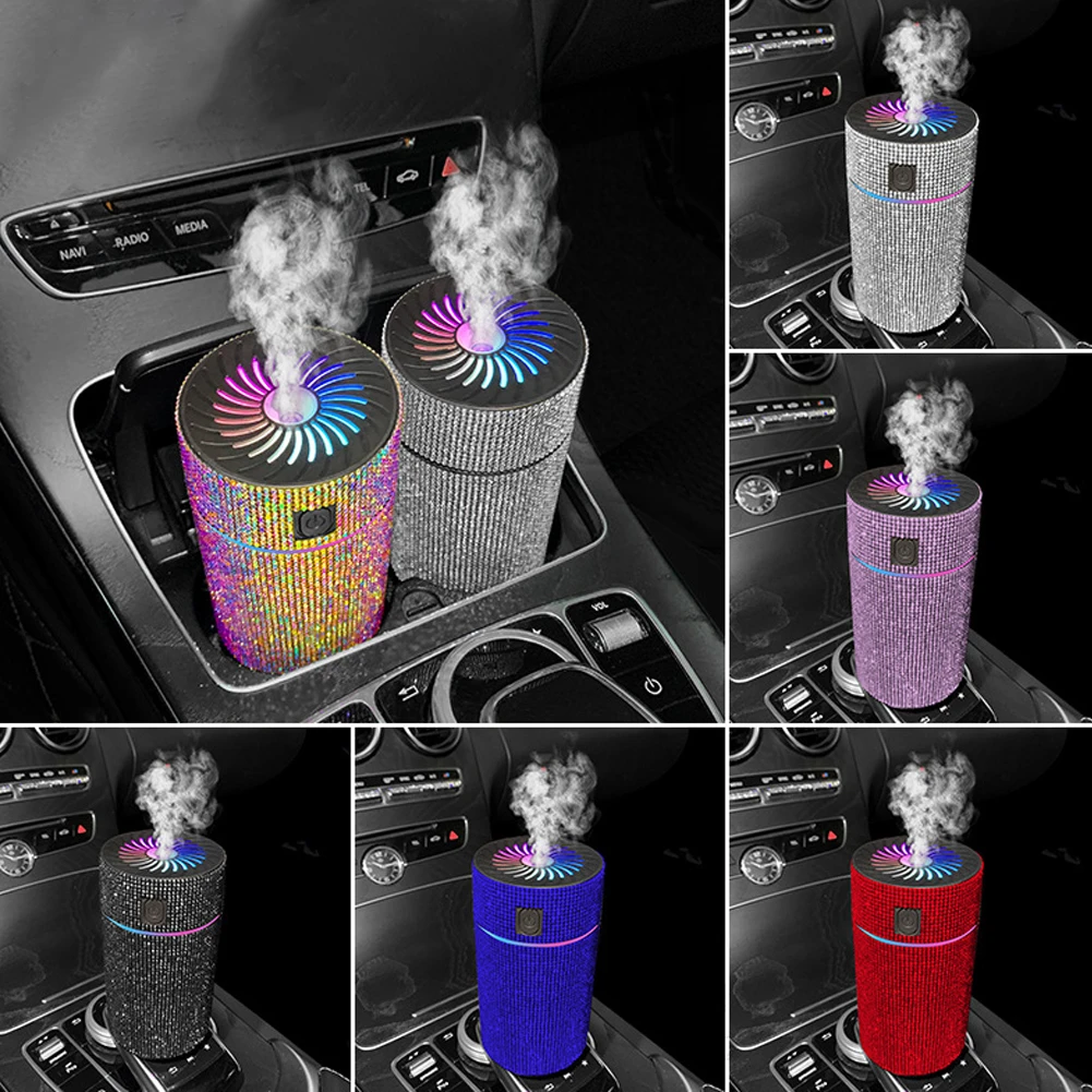 Luxury Diamond Car Diffuser Humidifier with LED Light Auto Air Purifier ...