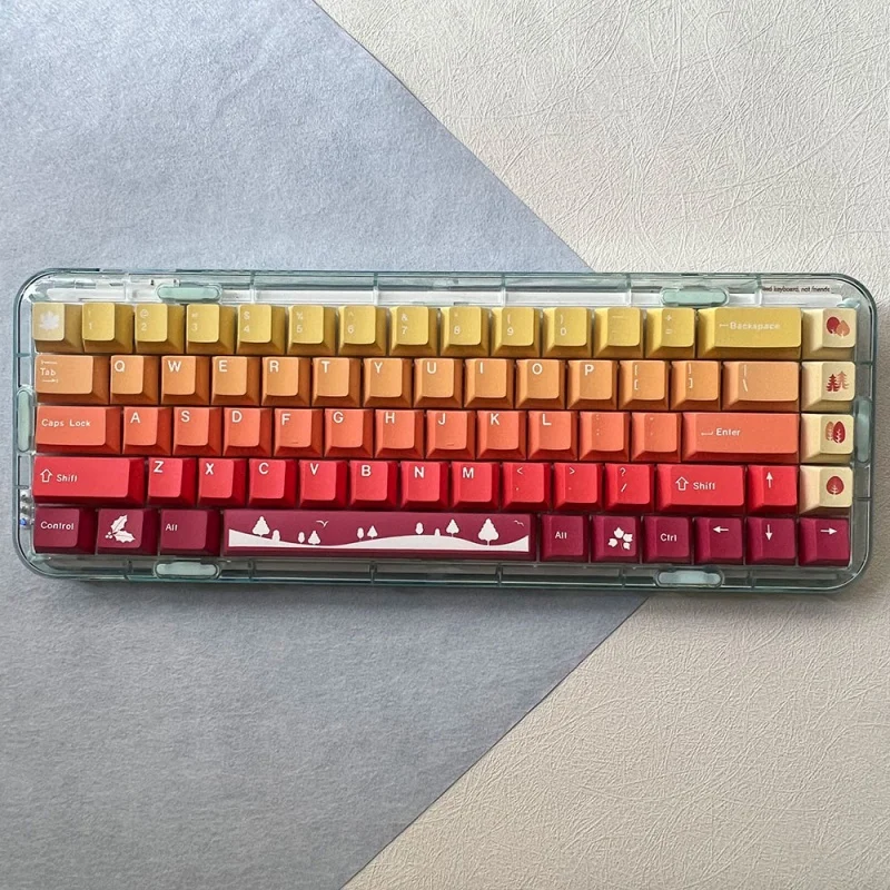 Autumn-Falling-Leaves-keycaps-cherry-profile-Five-Side-DYE-SUB-gradient ...