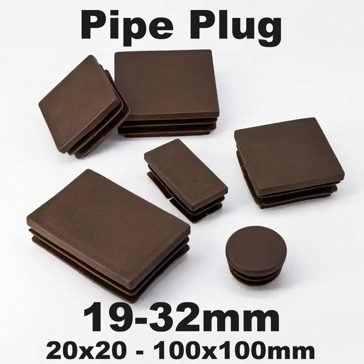 4-50Pcs Brown Square Round Pipe Plug Tube End Cap Table Chair Leg ...