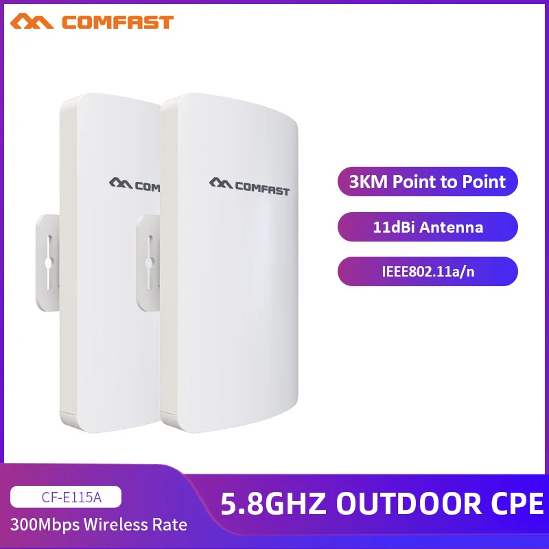 2pcs Cf-e115a 3km Long Range Outdoor Cpe 300mbps 5ghz Wireless Repeater Extender Access Point Ap ...
