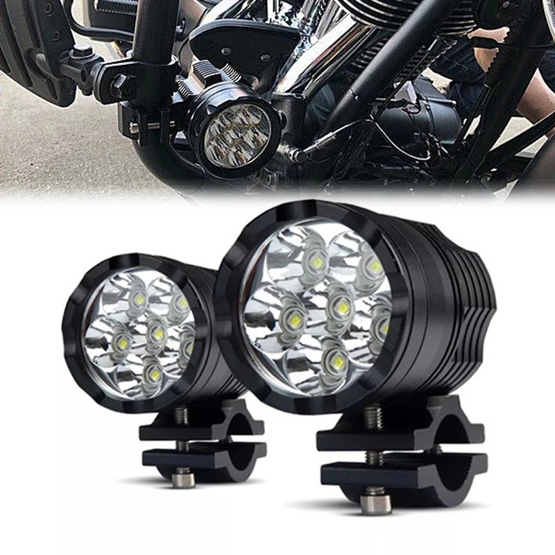 2PCS 6 LED Motorcycle Waterproof Auxiliary Headlight 12V Moto LED ...