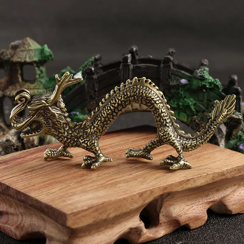 Solid-Brass-Zodiac-Dragon-Small-Statue-Desktop-Ornament-Chinese ...