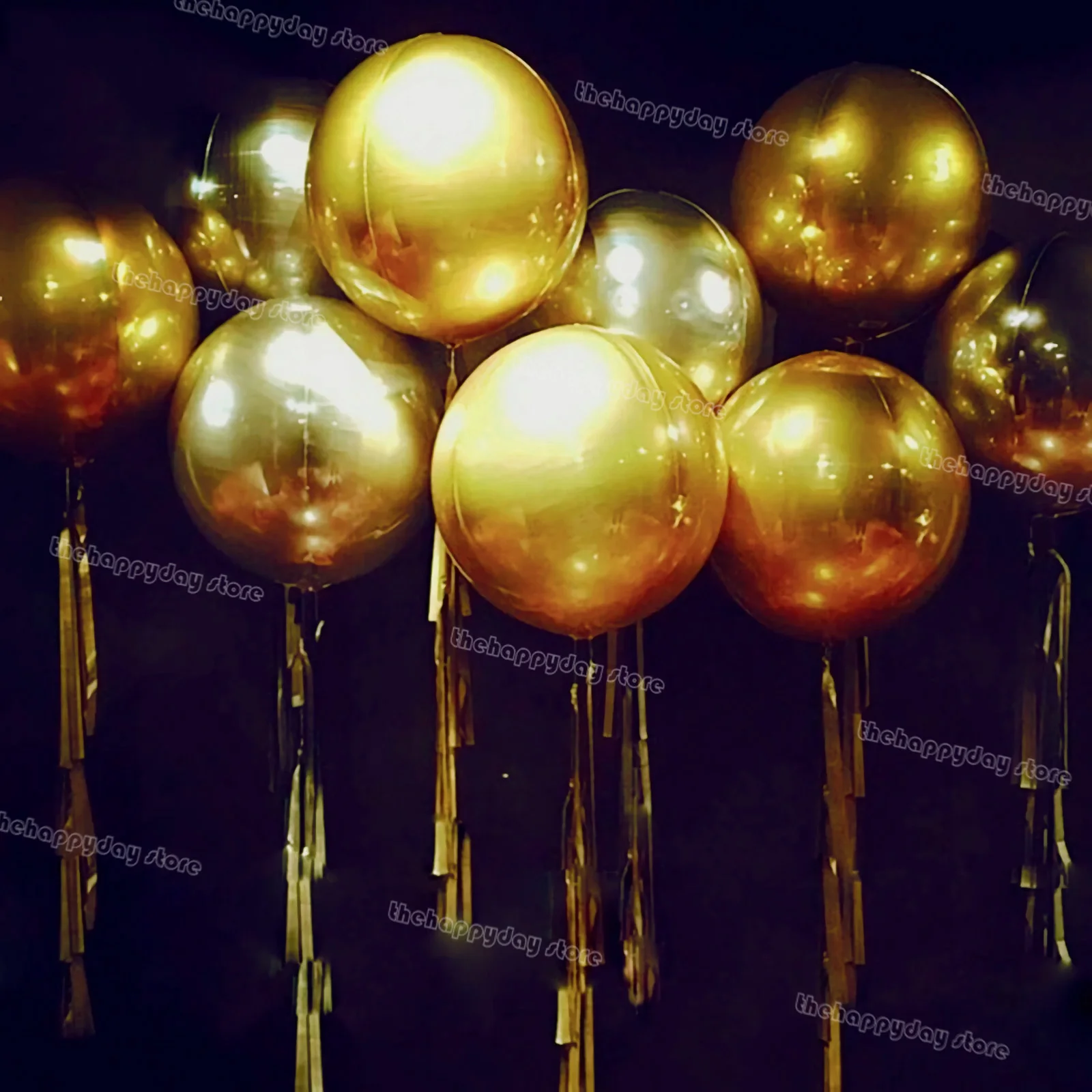 10Pcs Metallic Gold 4D Round Foil Balloons 4D Mylar Balloons Helium ...