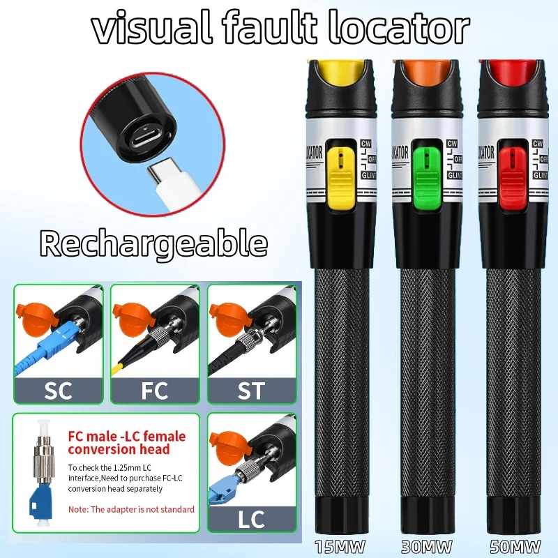 Rechargeable Visual Fault Locator FTTH 15MW/30MW/50MW Fiber Optic ...