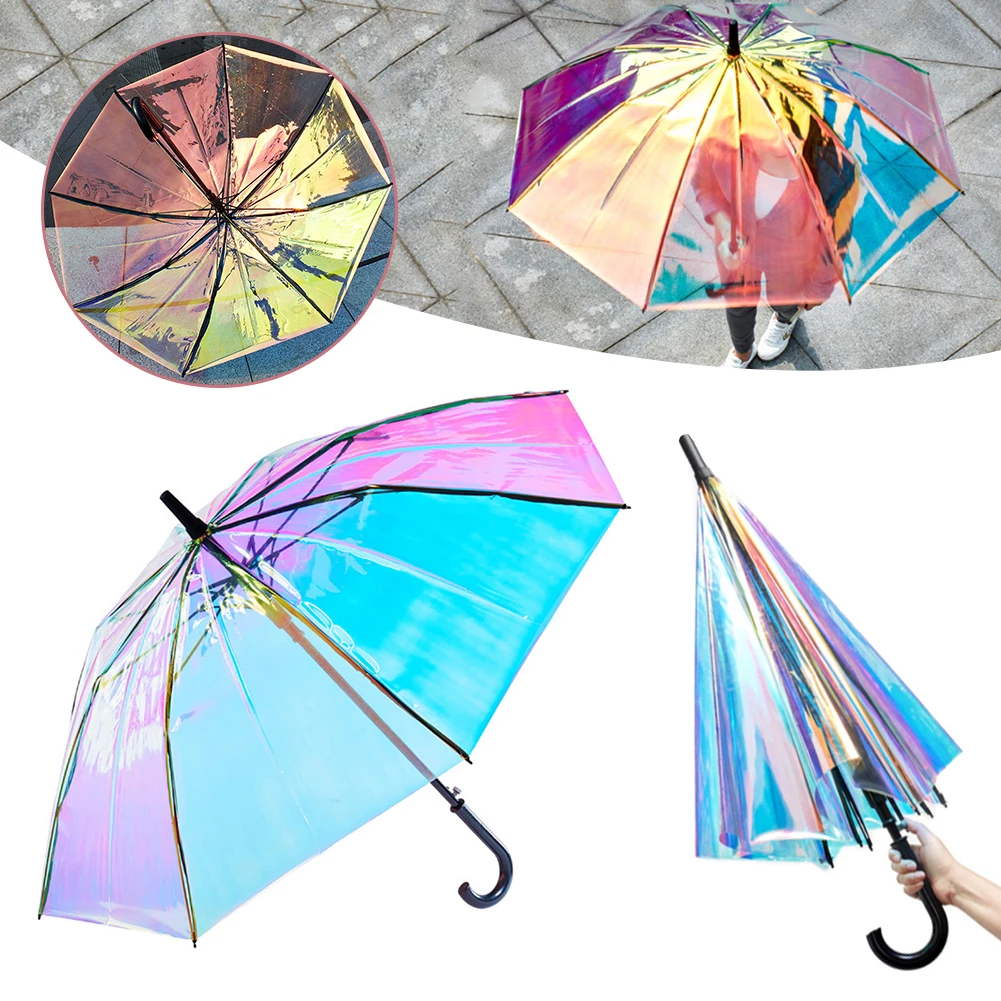 Shiny Umbrellas for Women Fashion Rainbow-laser Reflective Parasols ...