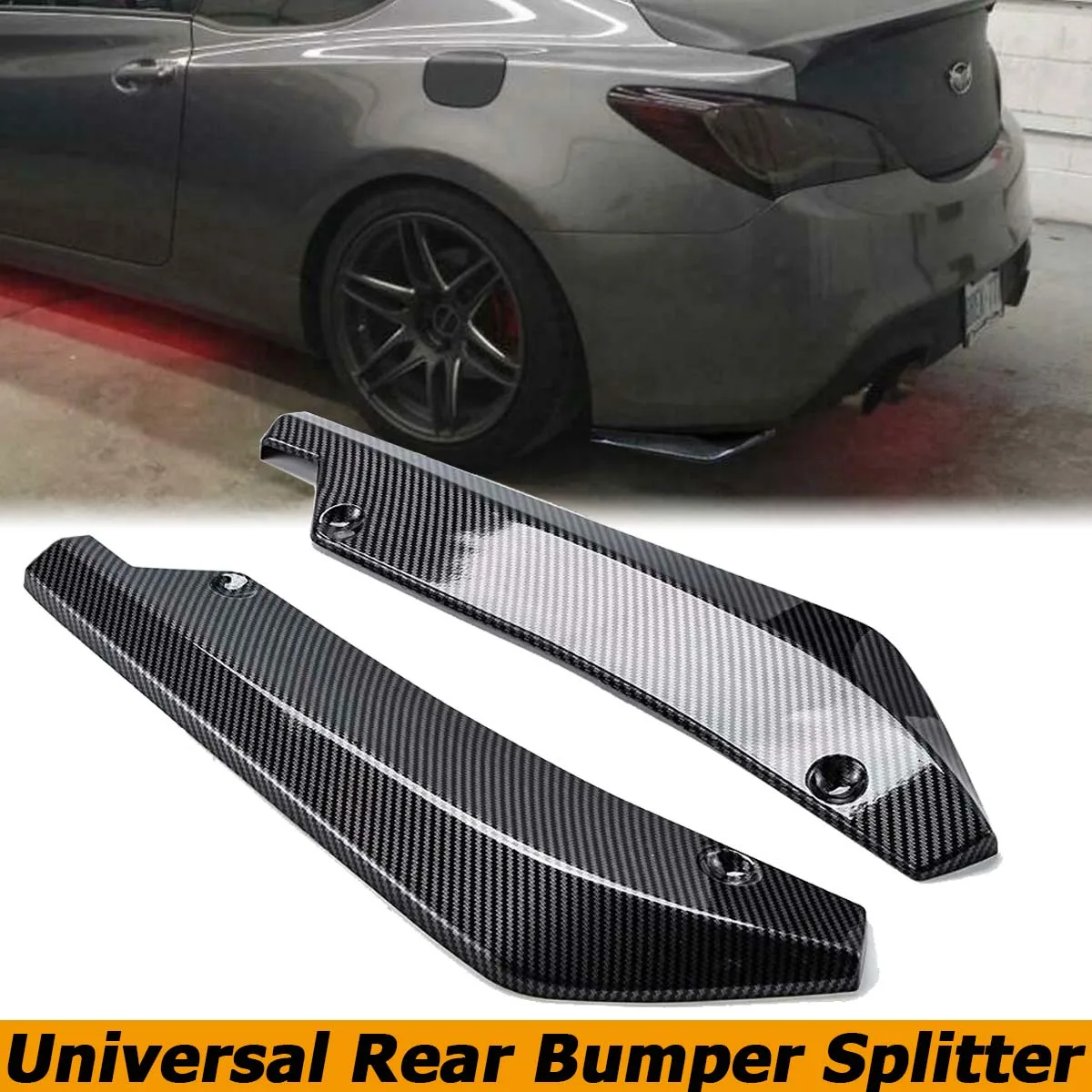 2PCS Rear Bumper Lip Diffuser Splitter Canard Spoiler Body Kit ...