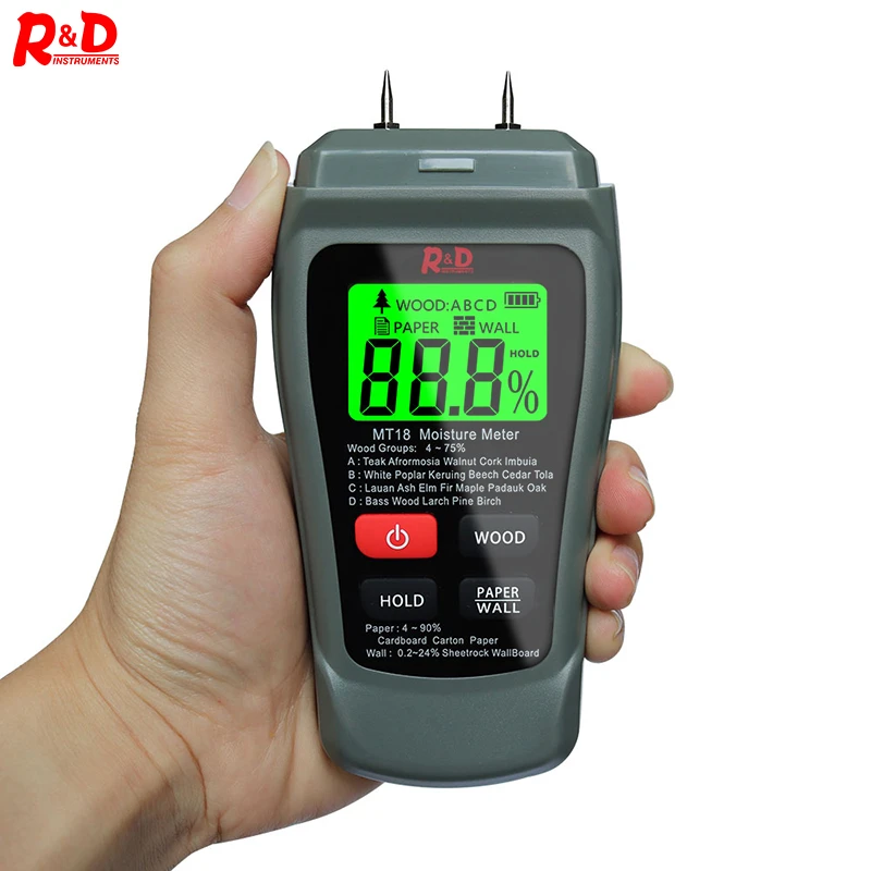R&D MT 18 Wood Moisture Meter Paper Humidity Tester Wall Hygrometer ...