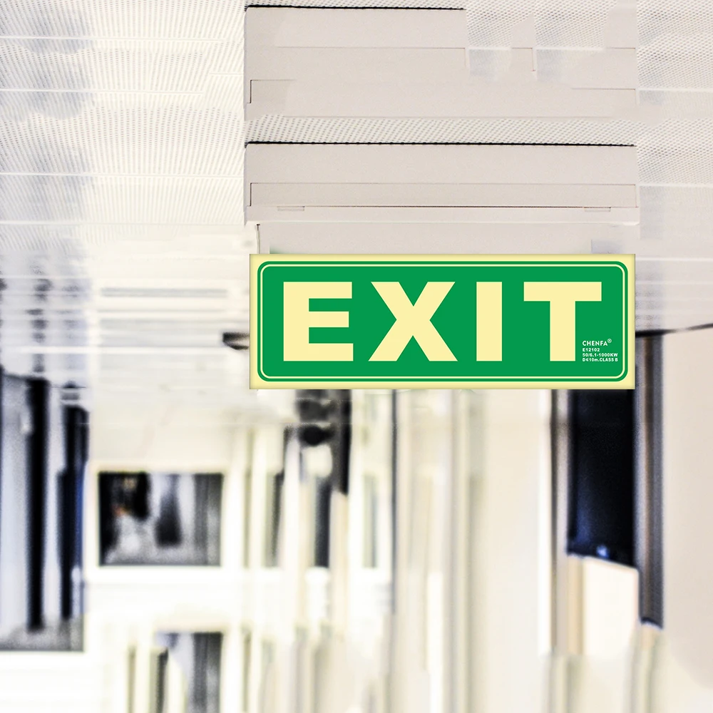 300x105mm-PVC-Safety-Exit-Sign-Glow-In-the-Dark-Photoluminescent-Fire ...