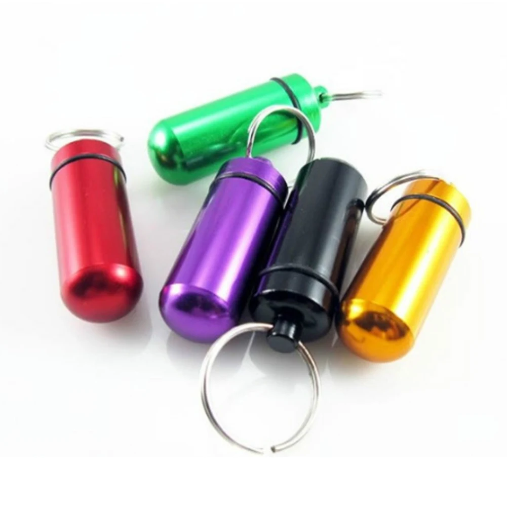 Mini-Waterproof-Metal-Keychain-Pill-Box-Case-Key-Ring-Waterproof ...