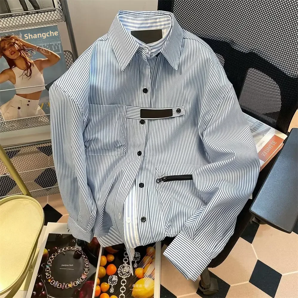 Japanese-Vintage-Striped-Two-piece-Suit-Shirt-For-Men-Women-Casual ...