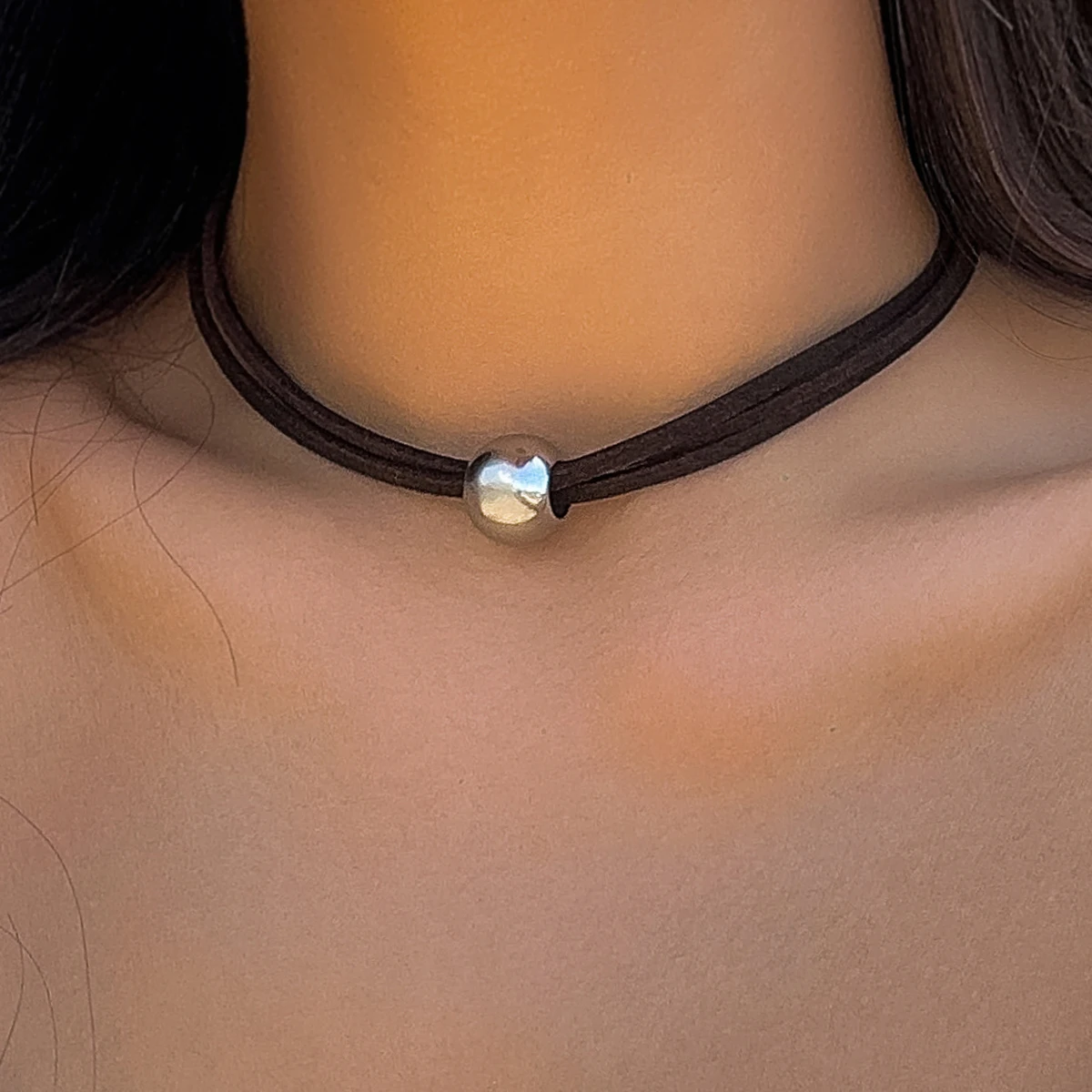 Lacteo Simple CCB Beads Charm Choker Korean Velvet Rope Chain With ...