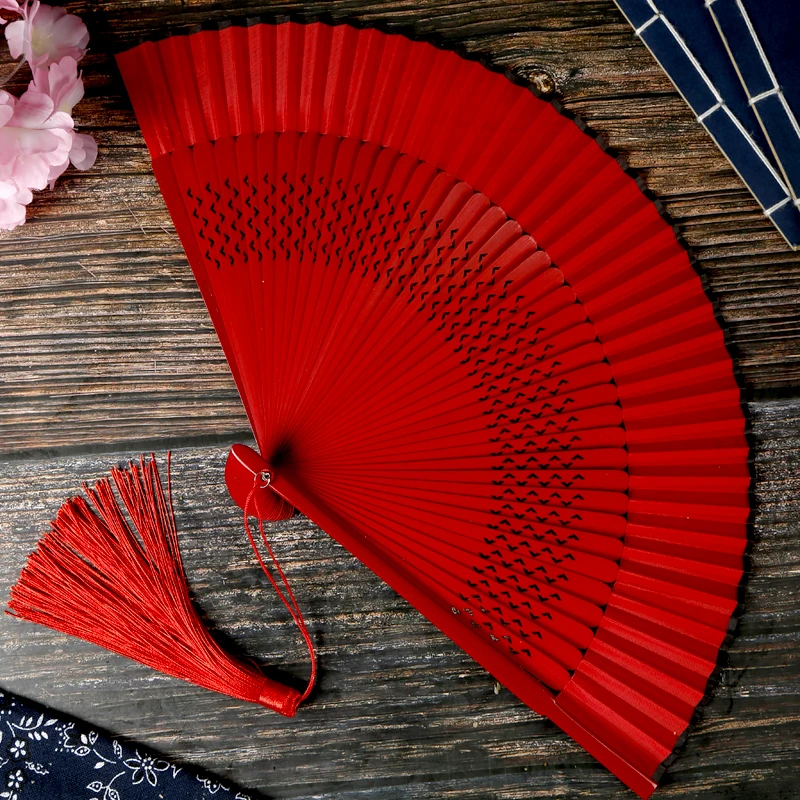 China-Red-Folding-Fan-Solid-Color-Dance-Hand-Fan-Personalized-Wedding ...