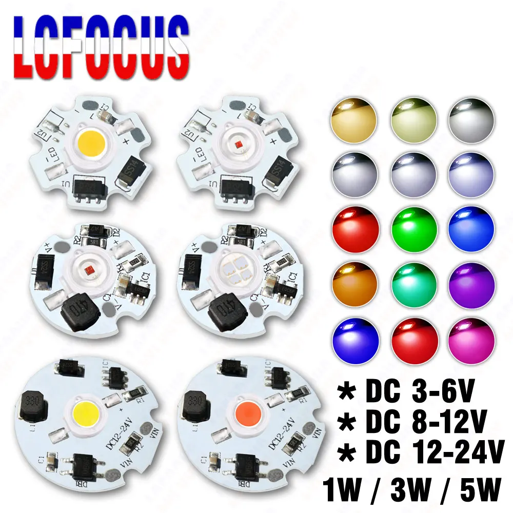 1W-3W-5W-Driverless-LED-COB-Chip-White-Red-Green-Blue-Yellow-Purple ...
