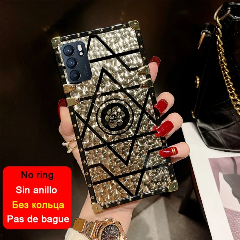 Luxury Glitter Ring Back Cover for P50 Pro (No Ring (Gold))