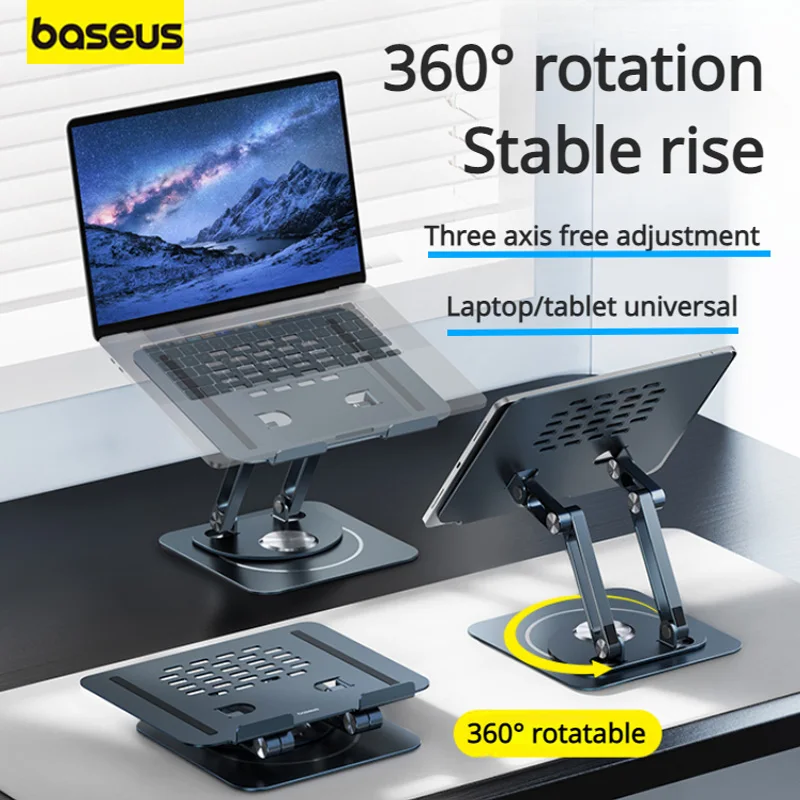 Baseus-Laptop-Stand-360-Rotating-Table-Holder-Folding-Aluminum-Alloy ...