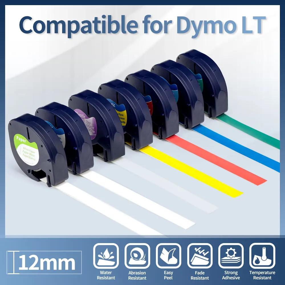91201-91200-12267-12mm-Multicolor-Plastic-Label-Tape-Compatible-Dymo ...