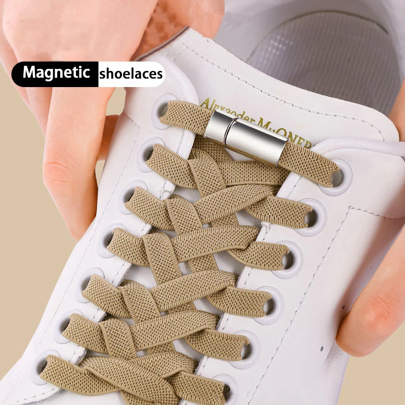 New Elastic Laces Sneakers Magnetic Lock Shoelaces Without Ties Flat ...