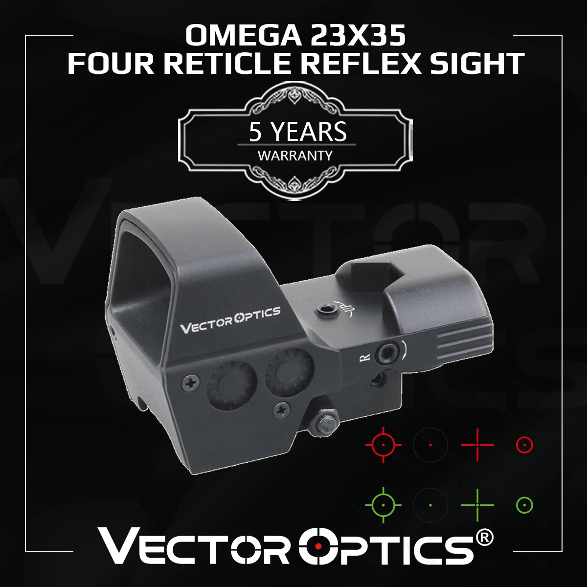 Vector-Optics-Omega-23x35-Four-Reticle-Reflex-Sight-With-Side-Loading ...