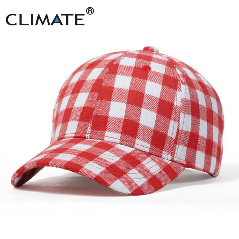 CLIMATE Fashion Plaid Baseball Cap Women Plaid Hat Cap Checks Cotton No ...