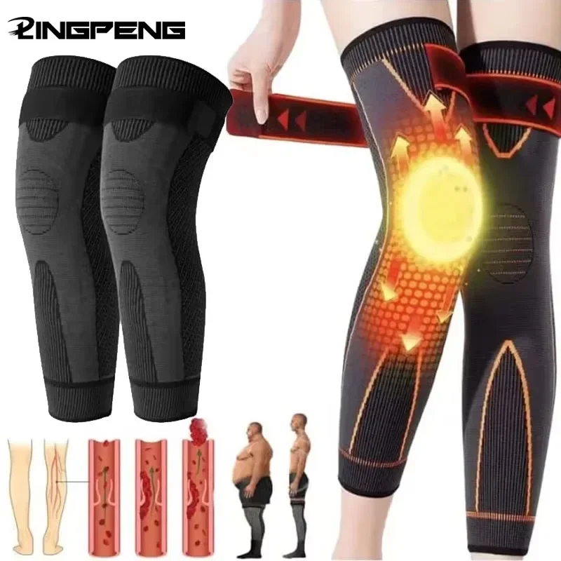 1PC Non-Slip Knee Pads Elastic Long Leg Sleeve Bandage Pressurized Knee ...