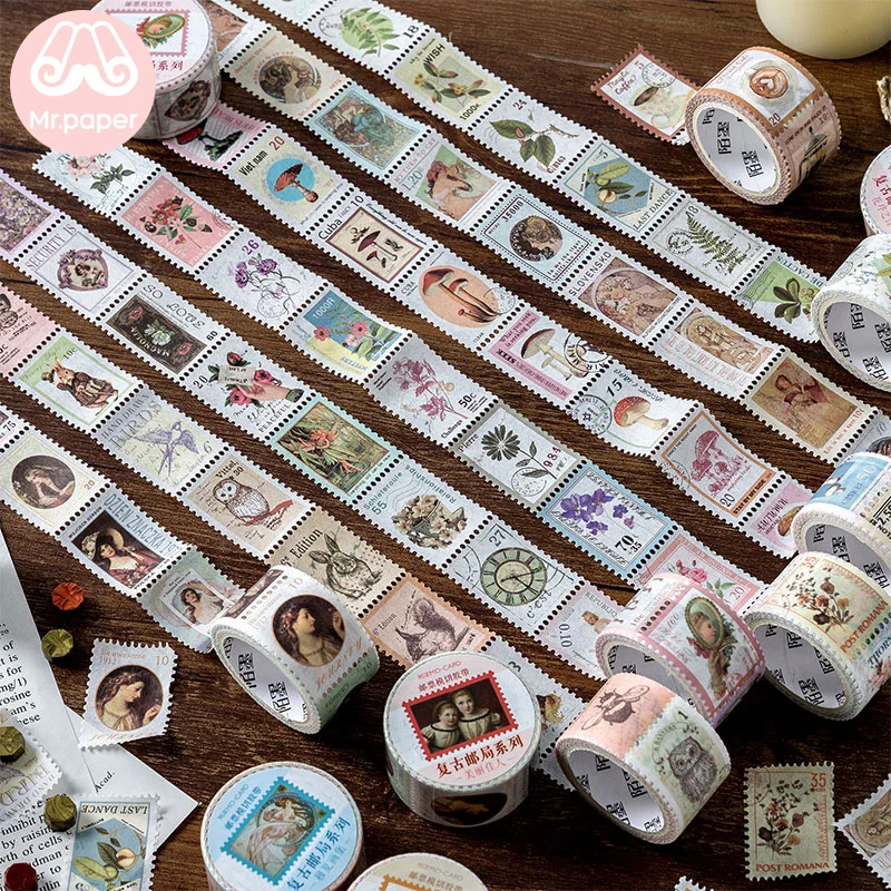 Mr Paper 8 Designs Retro Post Office Plant Stamp Tapes Scrapbooking ...
