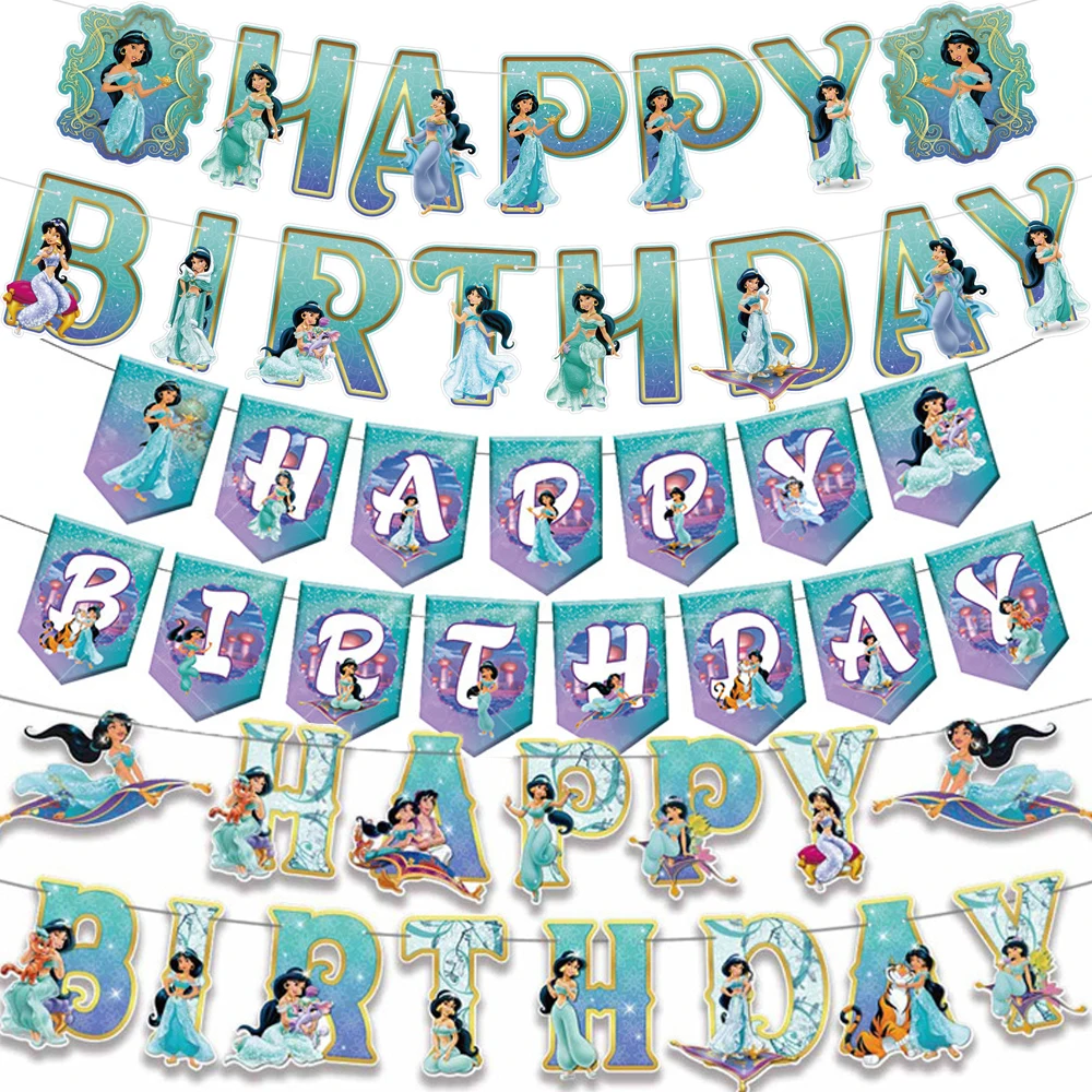 1Set-lot-Jasmine-Princess-Aladdin-Theme-Bunting-Happy-Birthday-Flag ...