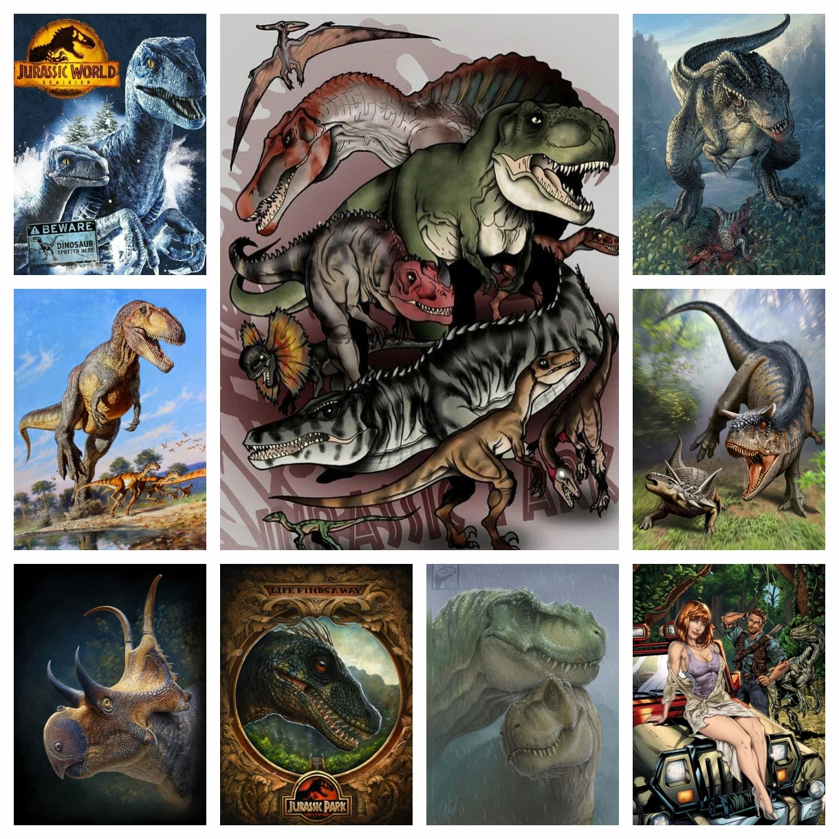 5D Jurassic World Film Diamond Rhinestones Painting Animal Dinosaur ...