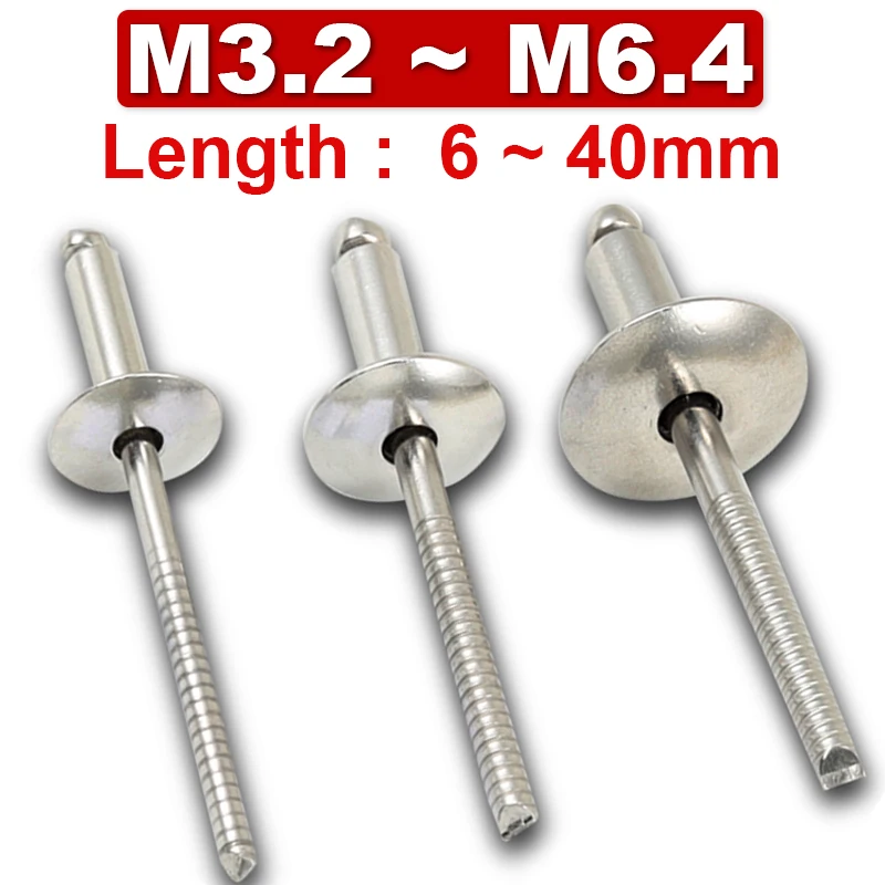 10~30Pcs 304 stainless steel Big Head Pull Rivet Large Flat Head Round ...