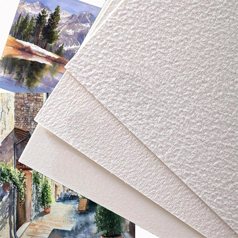 12 Sheets 300g/m2 Watercolor Paper Artist Paper 100% Cotton Watercolor ...