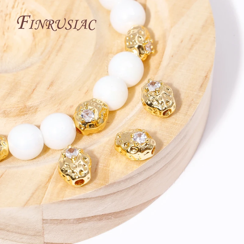 18K-Gold-Plated-Inlay-Zircon-Bracelet-Spacer-Beads-Separators-For-Beads ...