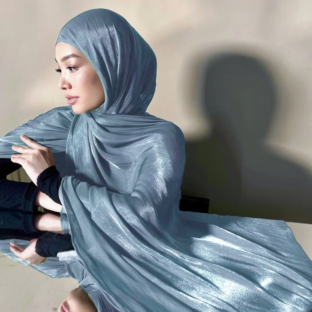 Ramadan Solid Thin Shawl Big Size Rayon Hijab Scarf Women Muslim ...
